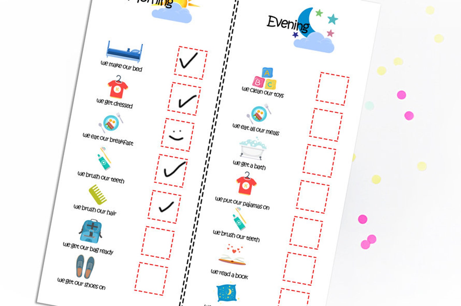 Morning and Evening Kids Routine Chart Daily checklist Family | Etsy