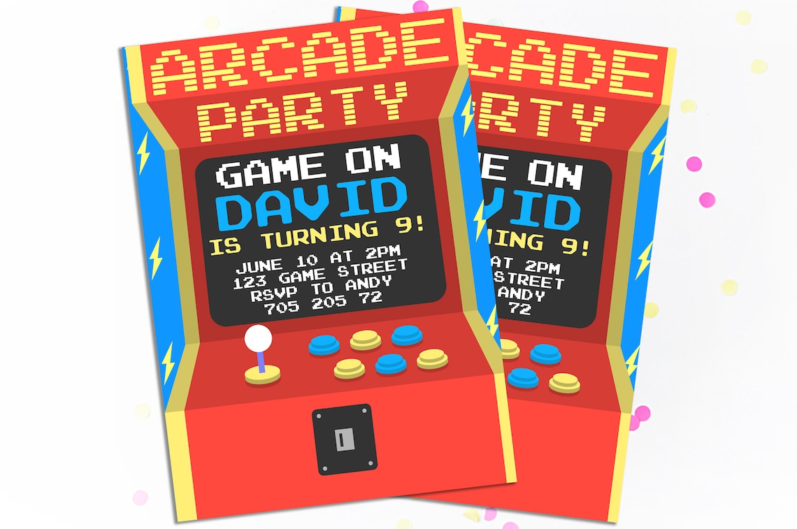 Arcade Birthday Invitation Arcade Invitation Boy Gamer - Etsy