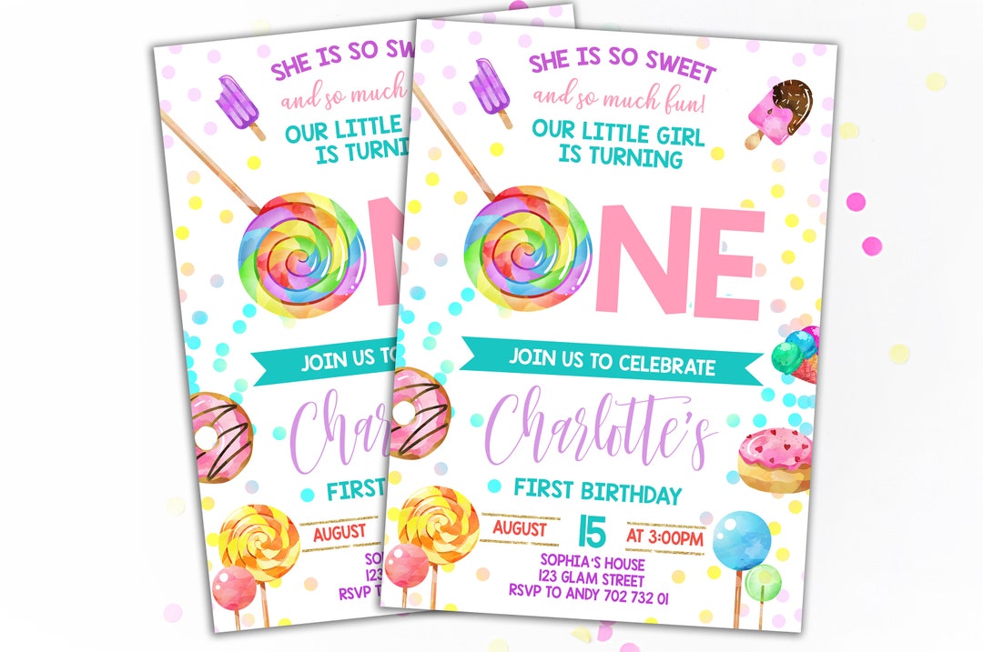 Candyland Birthday Invitation Girl First Birthday 1st Birthday Invite ...