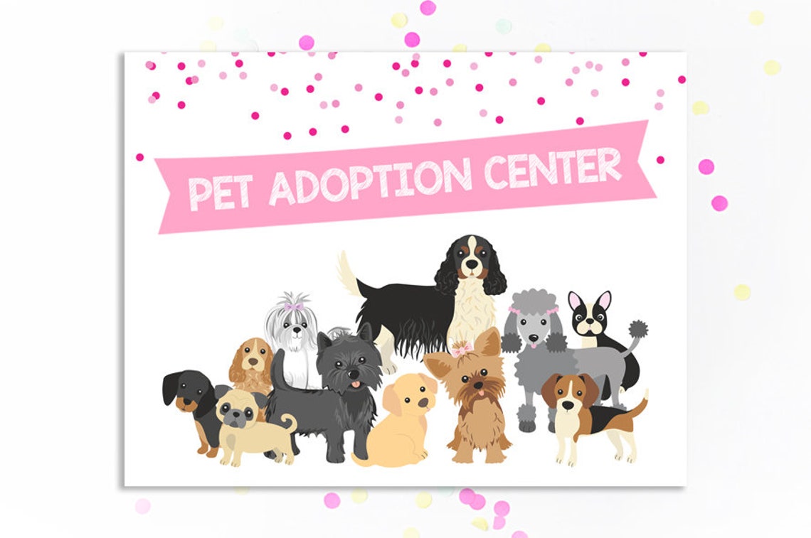Pet Adoption Center Puppy Pet Adoption Sign Dog Adoption Party ...
