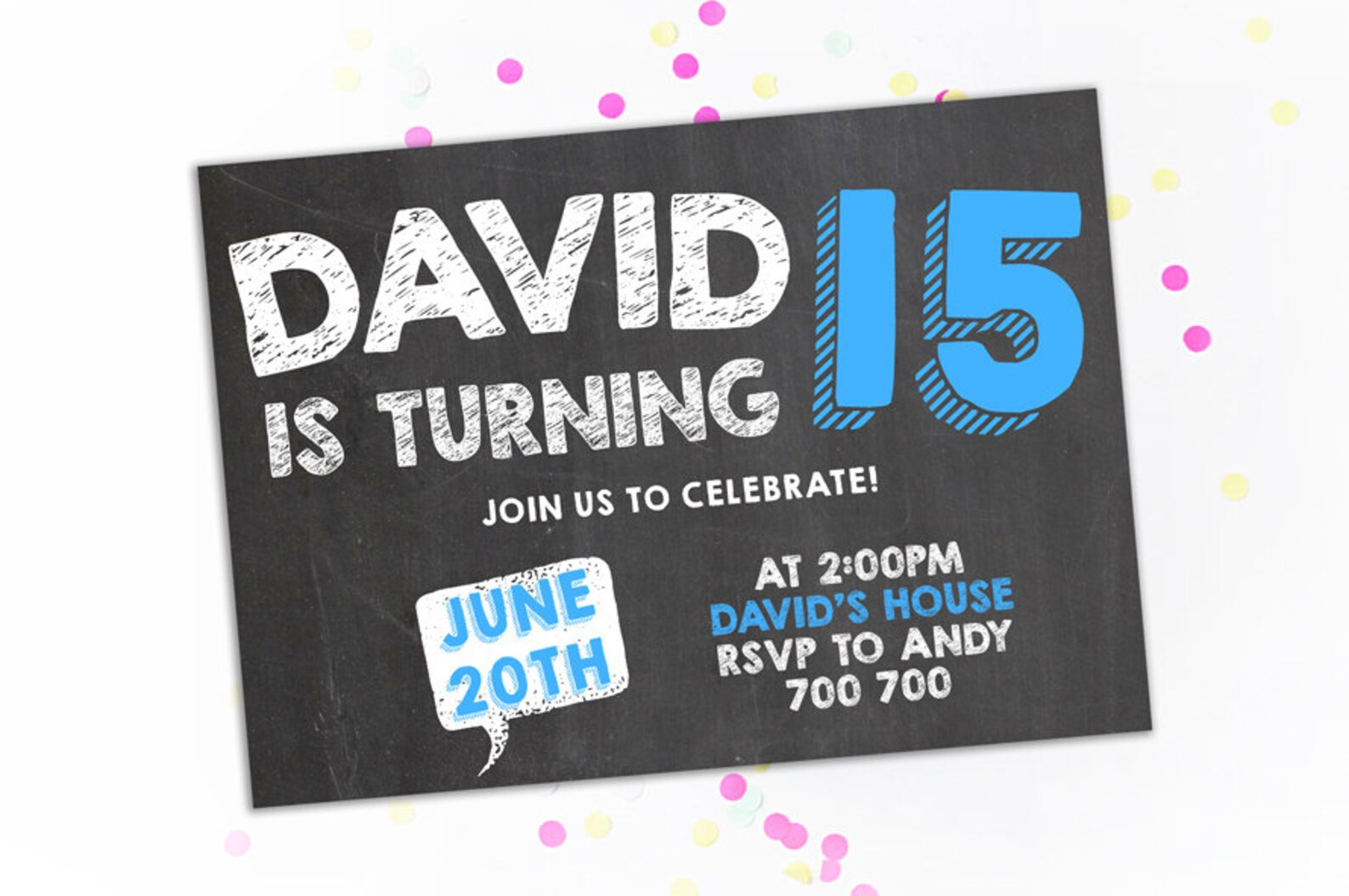 15th Birthday Invitation Boy Fifteenth Birthday Invitation | Etsy