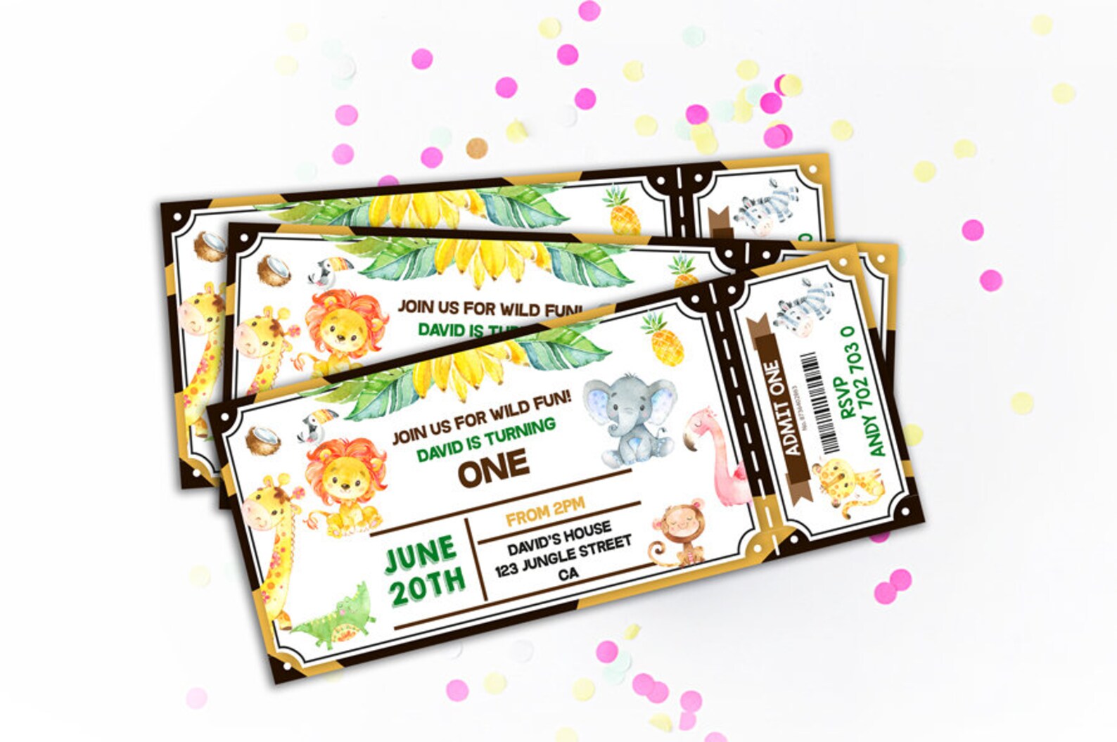 Safari Birthday Party Invitations Safari Ticket Zoo Ticket | Etsy