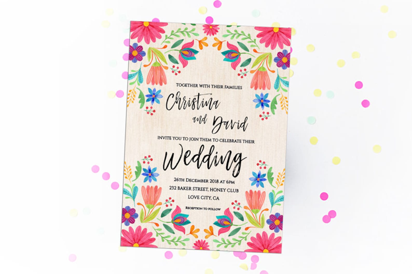 Colorful Mexican Wedding Invitation Fiesta Wedding Invitation - Etsy