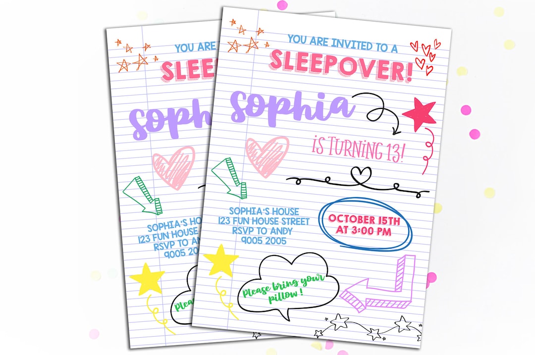 Sleepover Invitation Sleepover Birthday Invitations Slumber Party ...