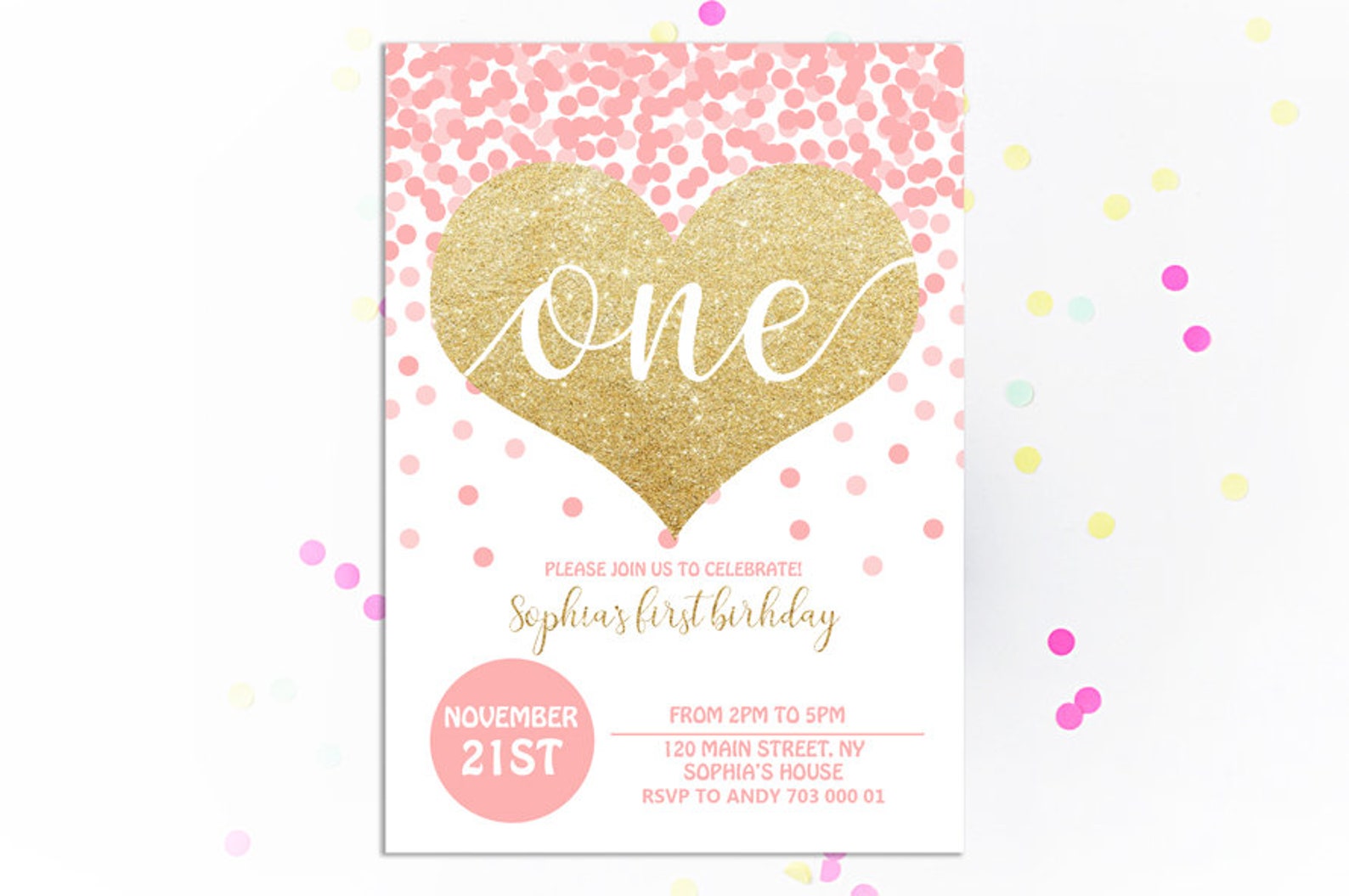 Girl First Birthday Invite 1st Birthday Invitations Gold - Etsy