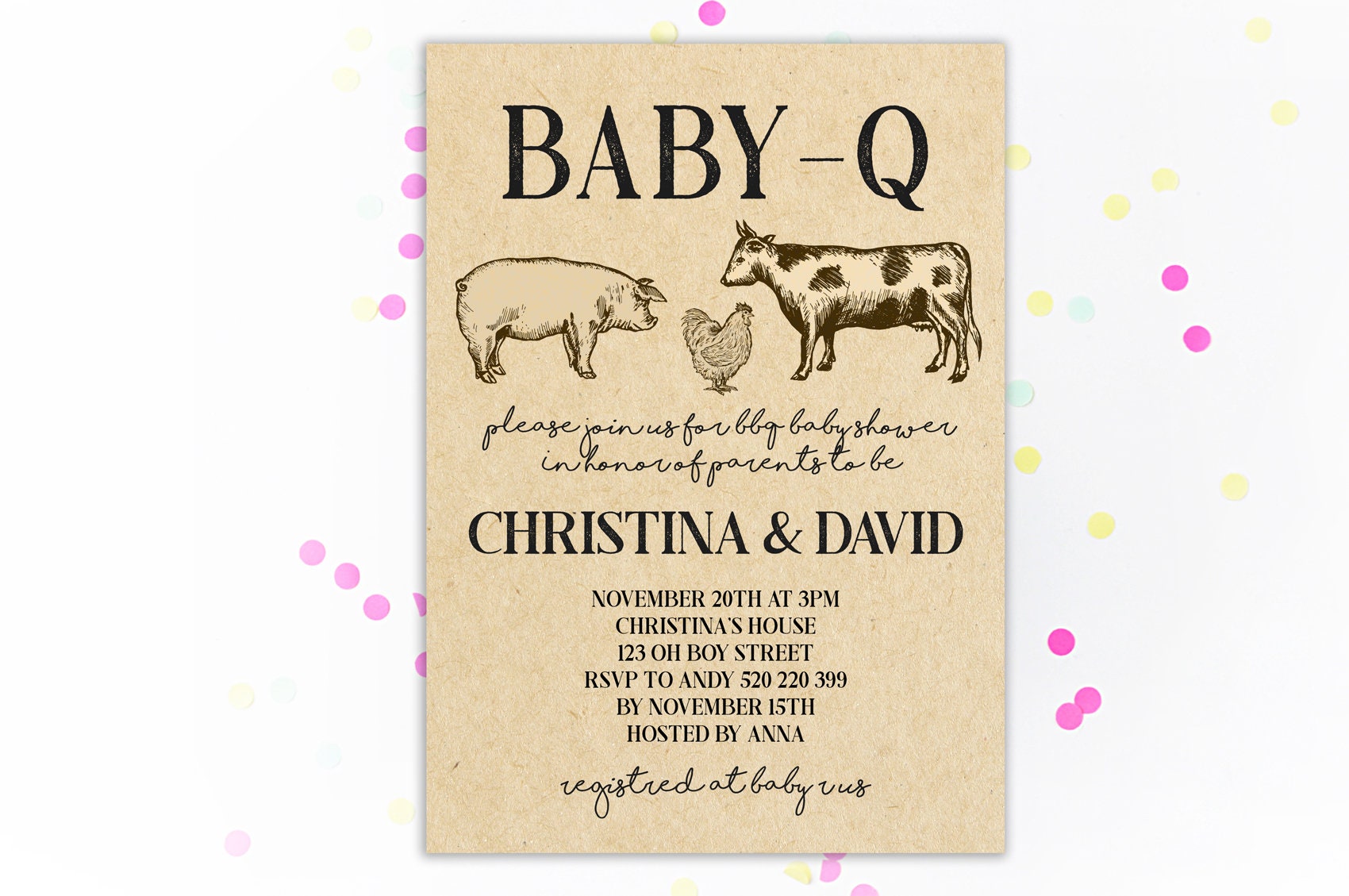 BBQ Baby Shower Invitation BABY-Q Shower Rustic Invitations | Etsy