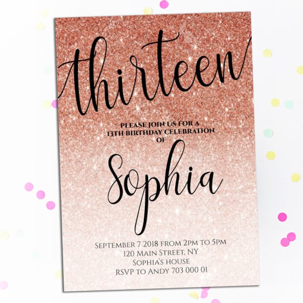 Thirteenth Birthday Invitations - Etsy