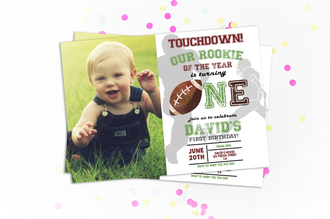 Photo Football Birthday Invitation 1st Birthday Invitations Picture ...