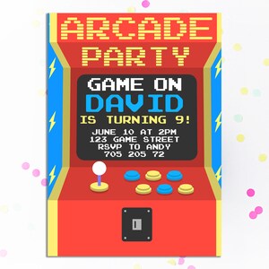 Arcade Birthday Invitation Arcade Invitation Boy Gamer Invitation Video ...
