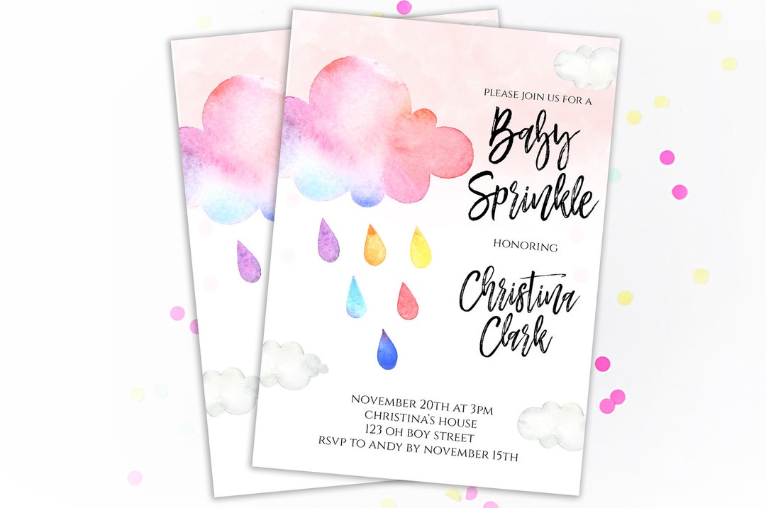 Baby Girl Sprinkle Invitation Baby Sprinkle Invitation Rainbow - Etsy