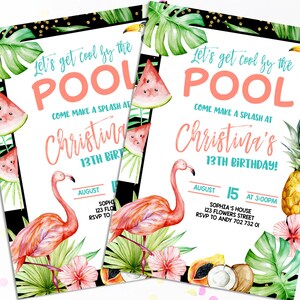 Pool Party Invitation Tropical Pool Party Summer Invitations - Etsy