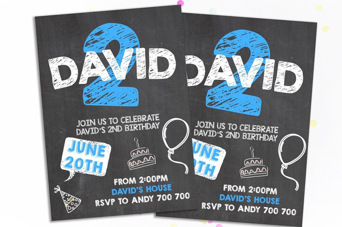 2nd Birthday Invitation Boy Birthday Invitation 2nd Birthday | Etsy