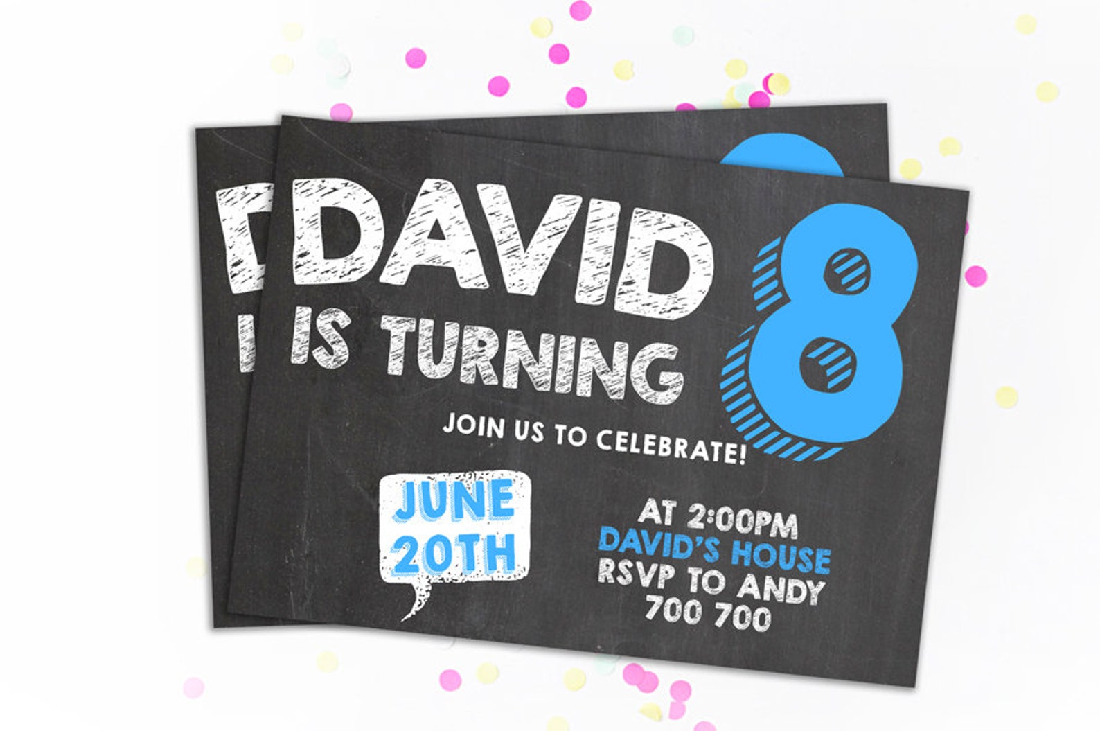 8th Birthday Invitation Boy Eighth Birthday Invitation - Etsy