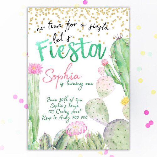 Cactus Birthday Invitation Printable Instant Download Girl - Etsy