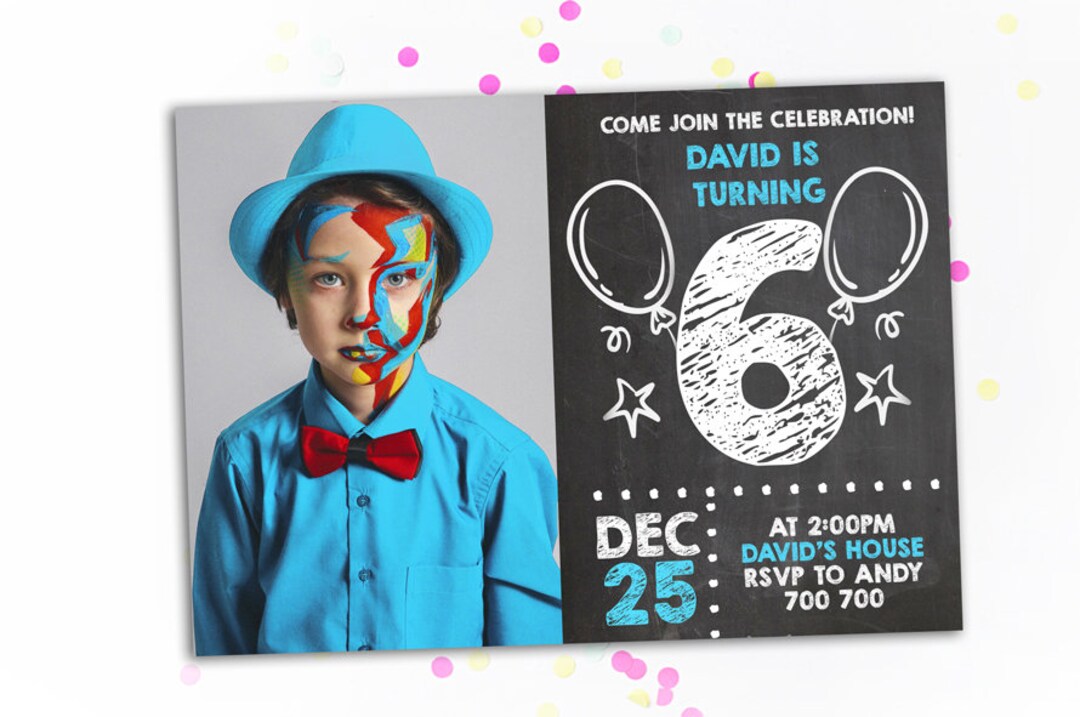 Boy Birthday Invitation Chalkboard Boy Birthday Invitations - Etsy