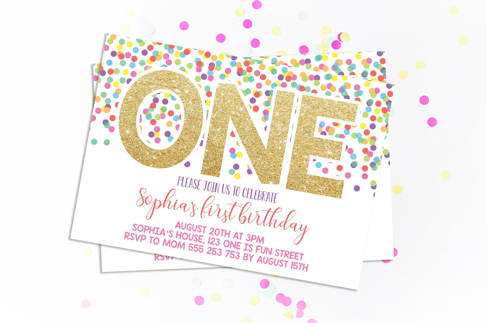 Girl first Birthday Invitation Girl 1st Birthday Invitations | Etsy