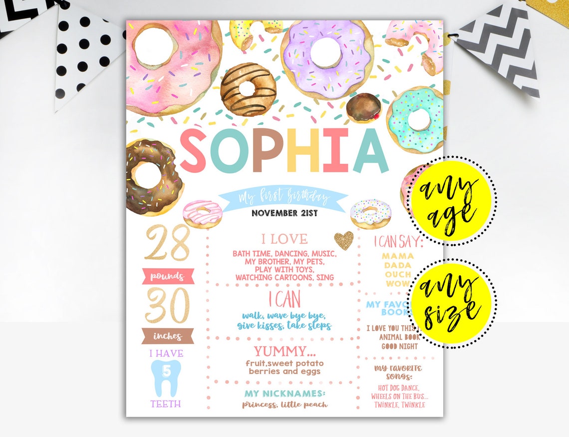 Donut Birthday Poster Donut 1st Birthday Poster Donut Birthday - Etsy