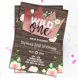 Wild One Birthday Invitation Girl Birthday Invitations Boho - Etsy
