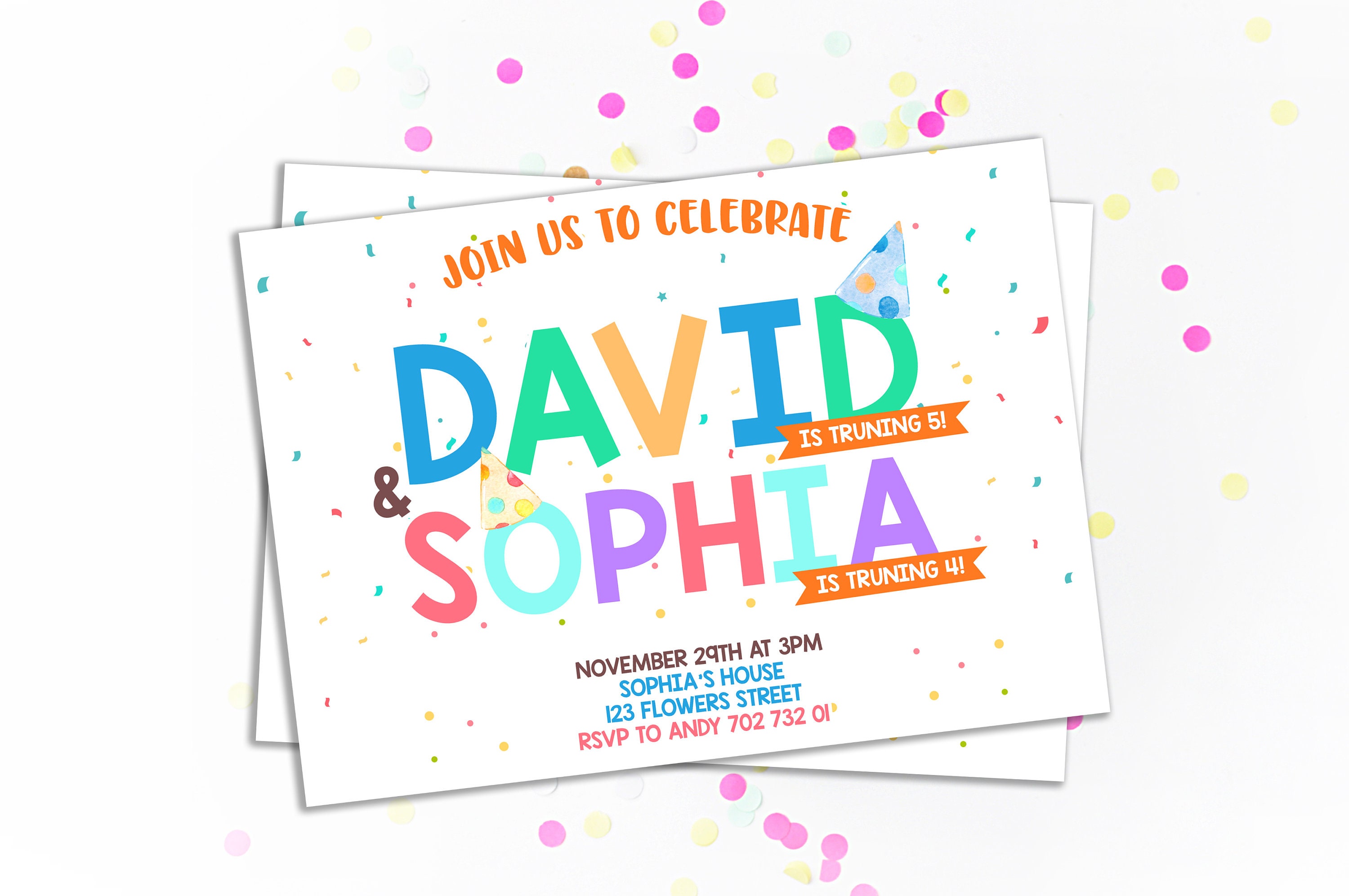 Double Birthday Party Invitation Joint Party Invite Birthday | Etsy