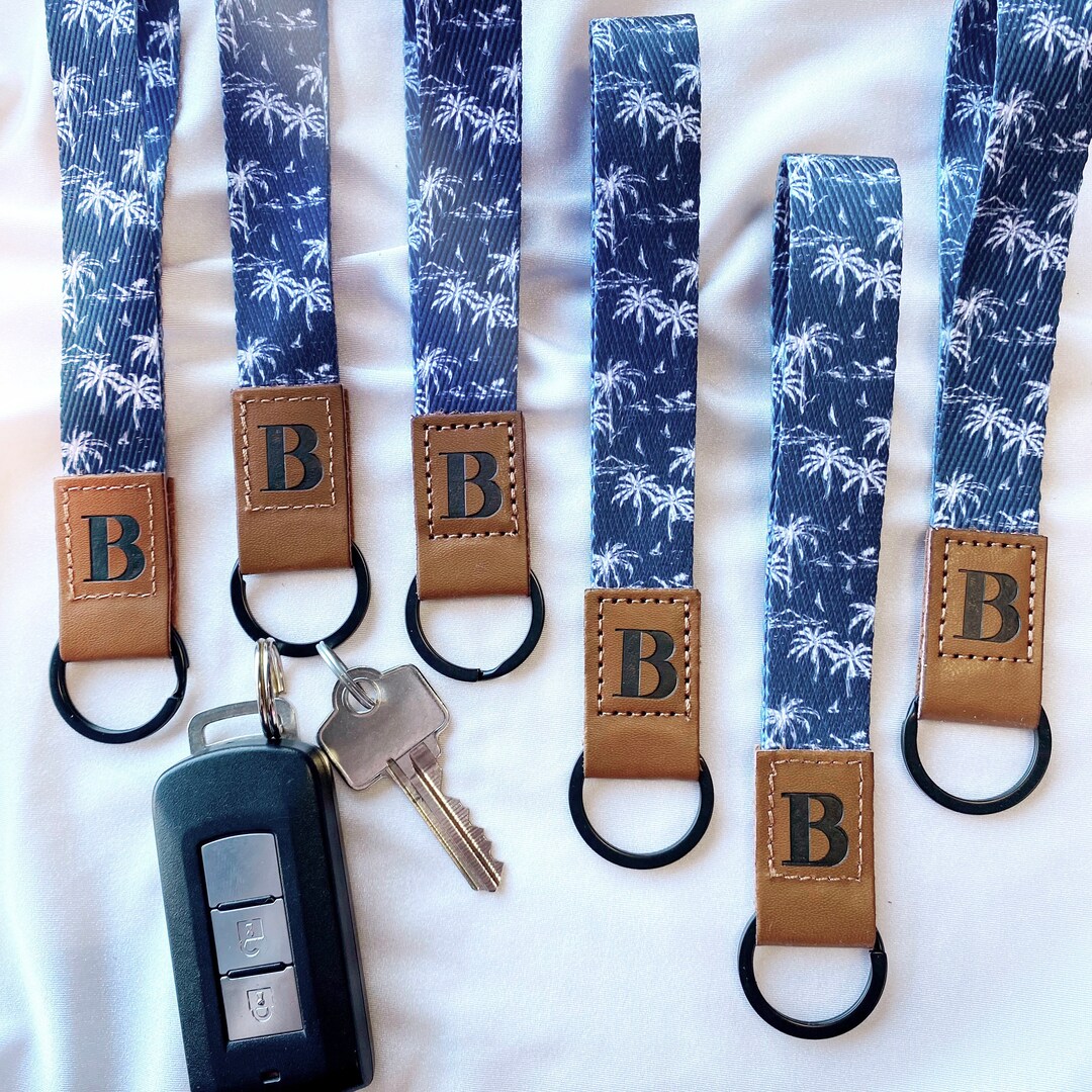 MENS Key Fob Keychain | Wristlet | Navy Blue Tropical | Wrist Strap for ...