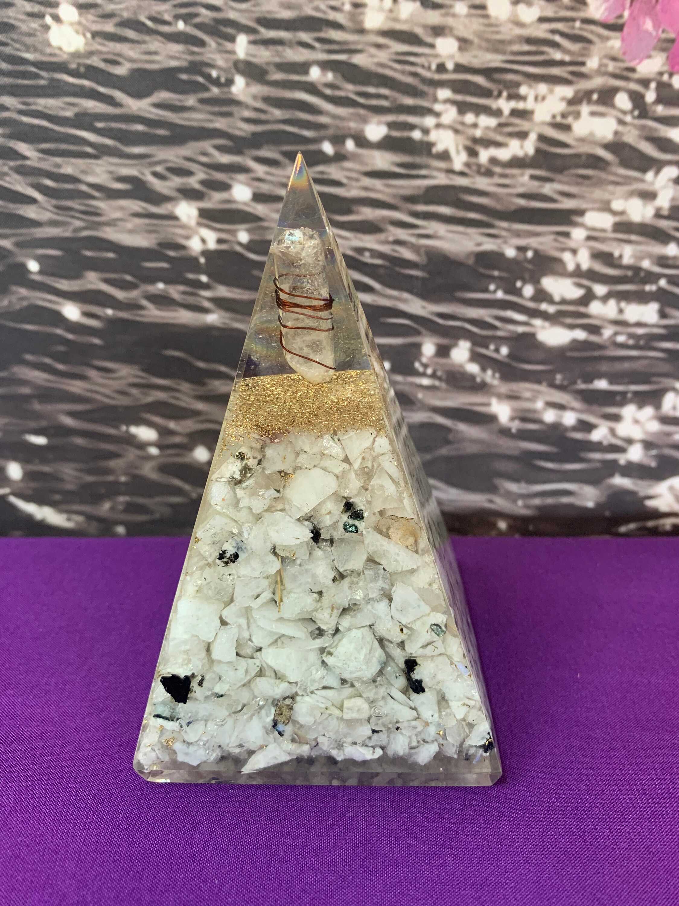 5" Rainbow Moonstone Orgonite Pyramid - Etsy