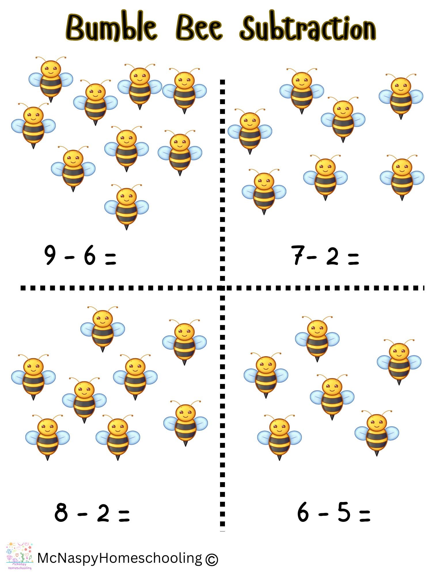 Bumble Bee Subtraction - Etsy