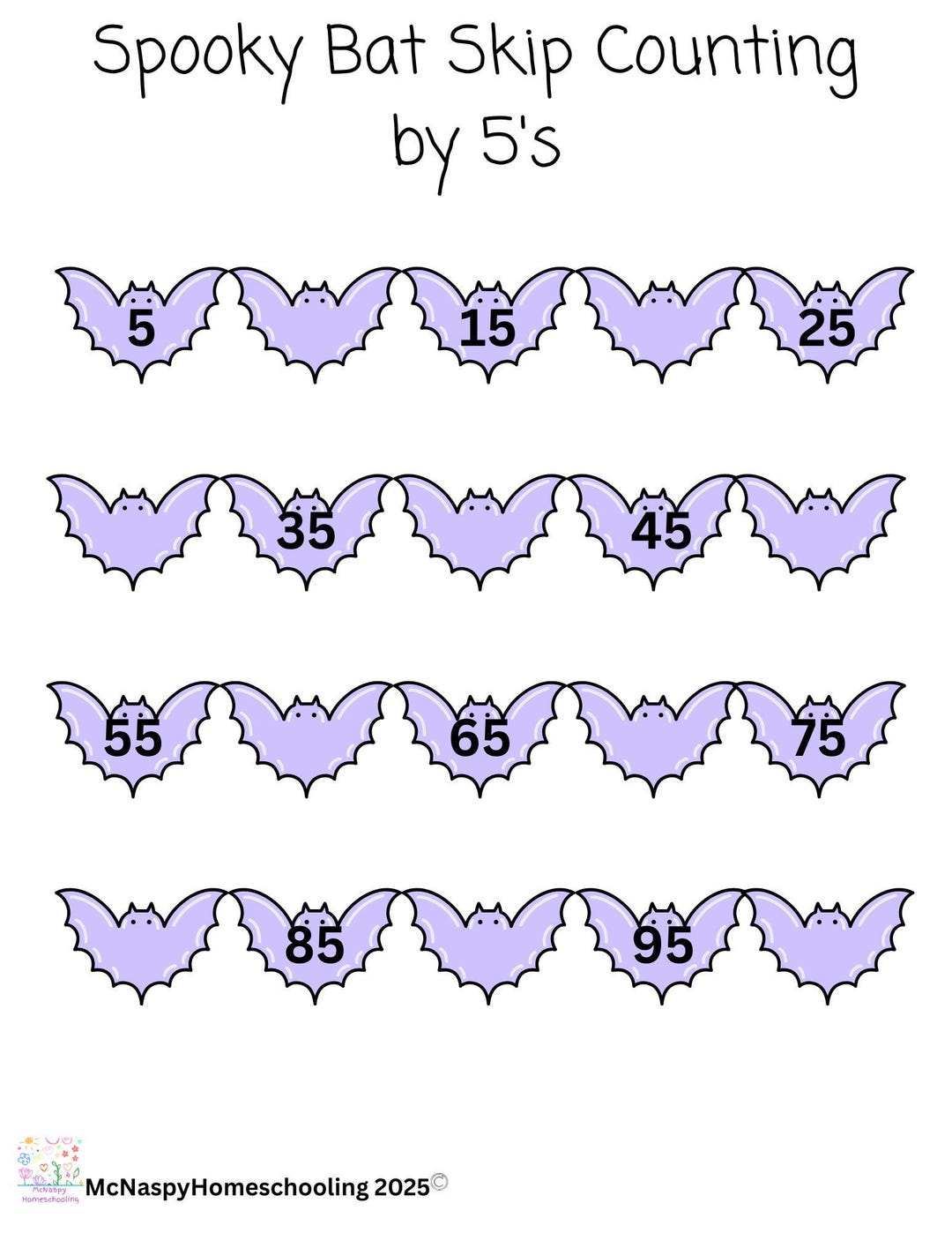 Spooky Bat Skip Counting by 5s - Etsy
