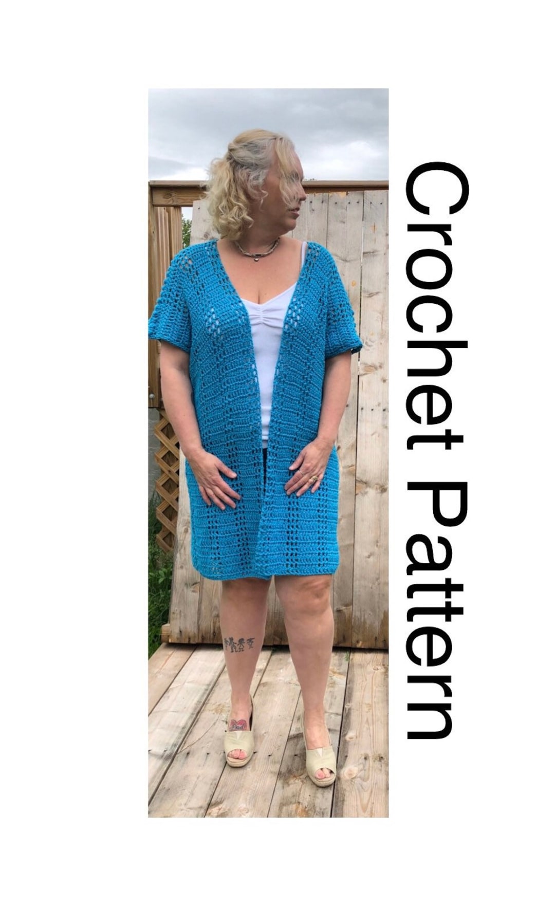 Crochet Pattern Plus Size Cardigan Vest Beginner Friendly Sizes Large ...