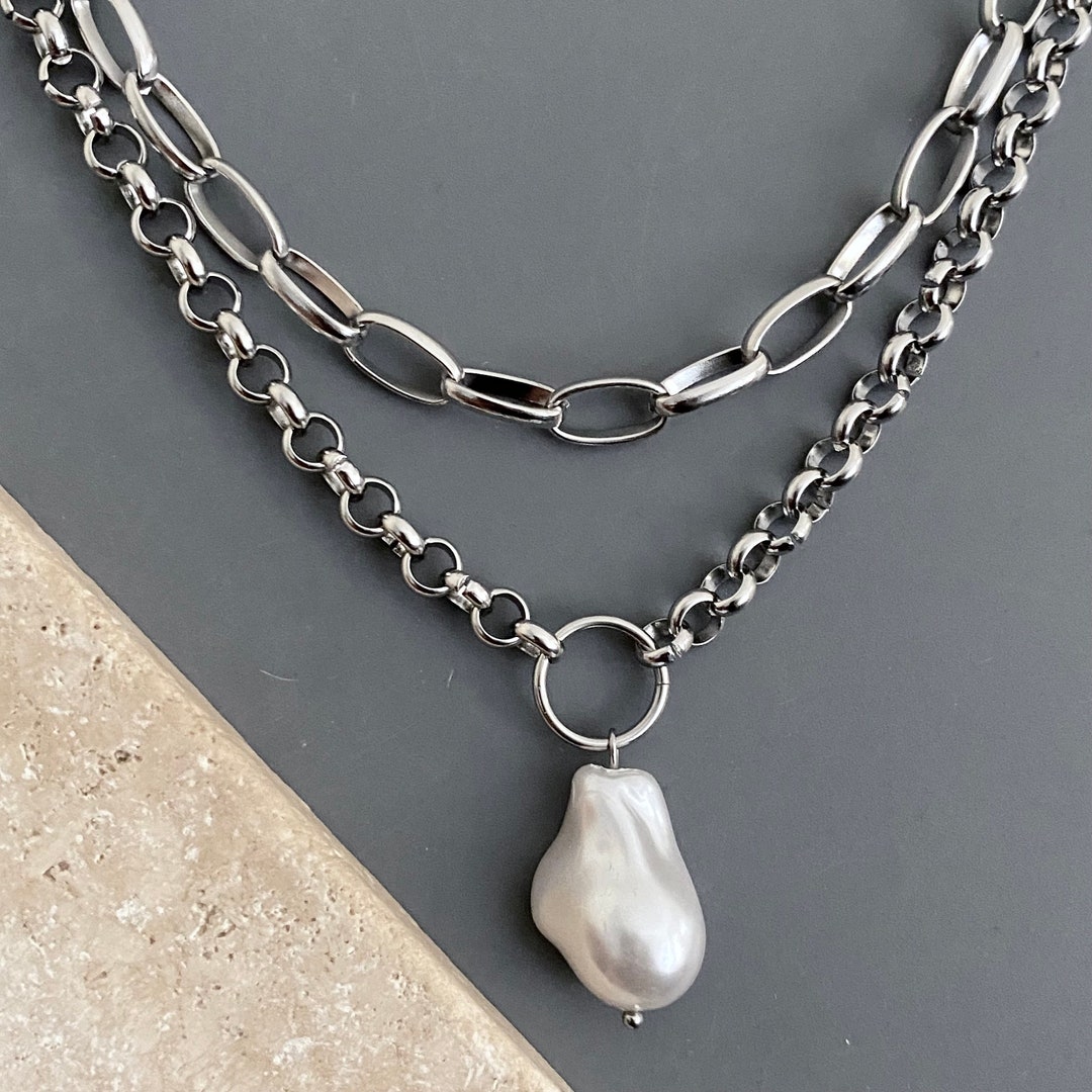2 Separate Necklaces / NON-TARNISH CHAIN Stainless Steel, Semi Chunky ...