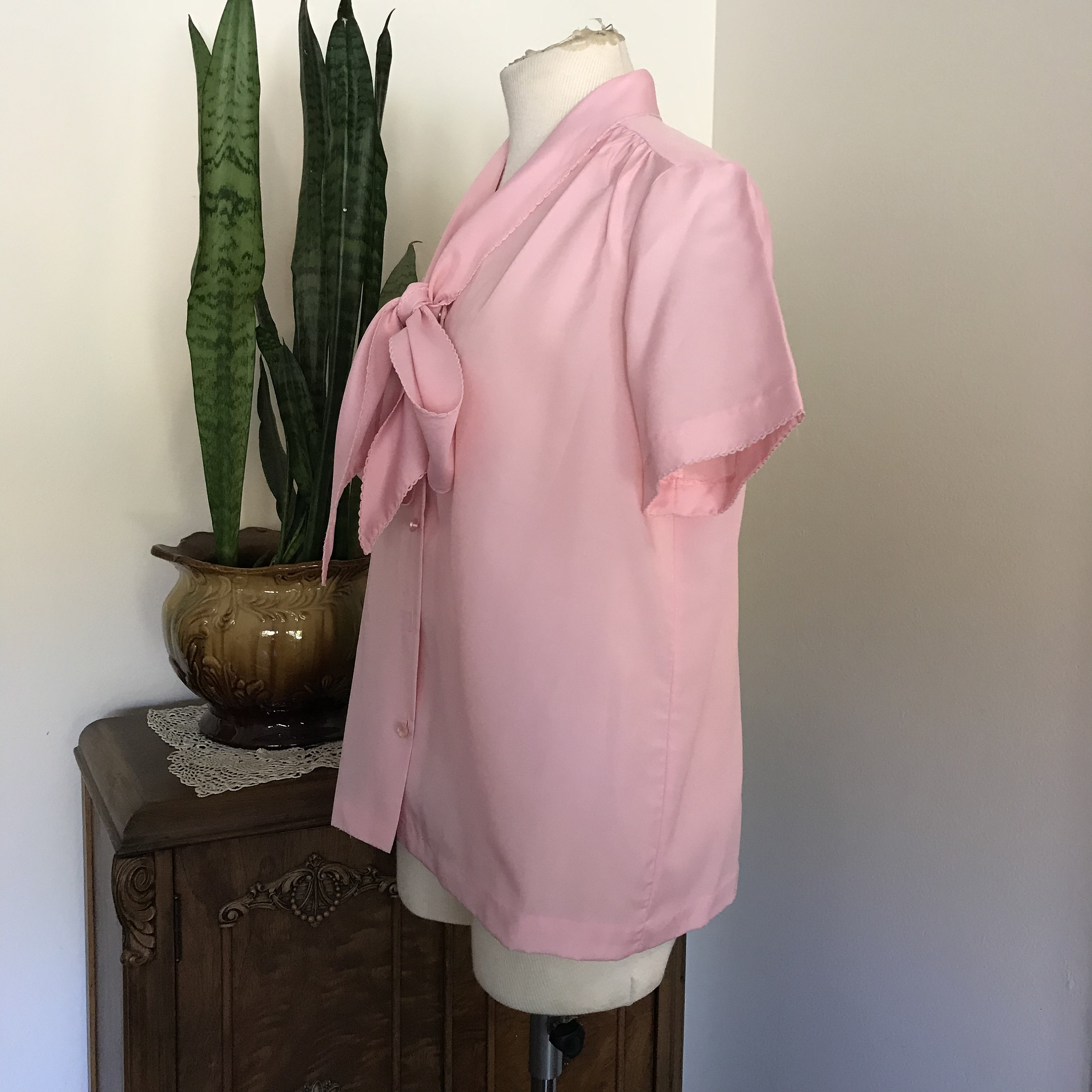 Vintage Lee Mar of California Pink Button Down Blouse With Pussy Bow - Etsy