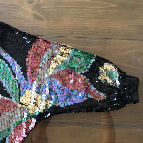 Vintage " Three Flaggs " 1980's Black Multi Color S… - Gem