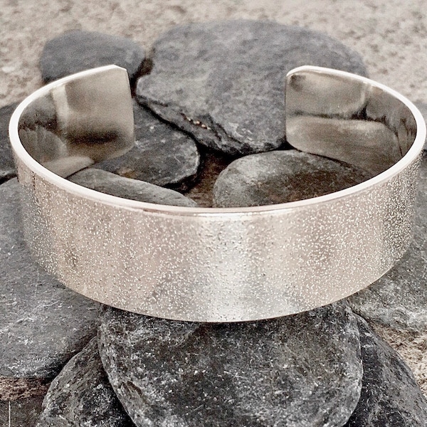 Wide Silver Bangle - Etsy