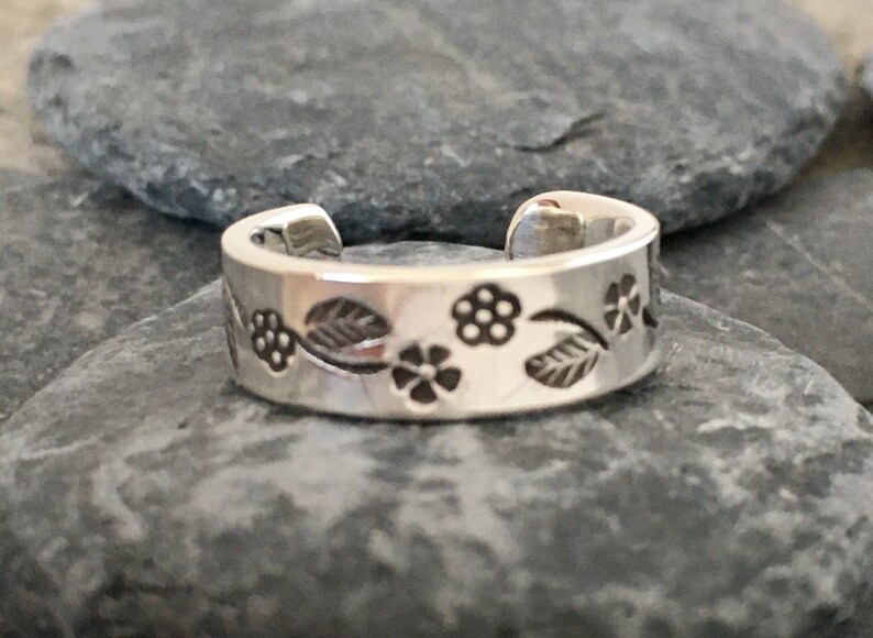 Toe Rings Sterling Silver Adjustable Toe Ring Flower Toe - Etsy