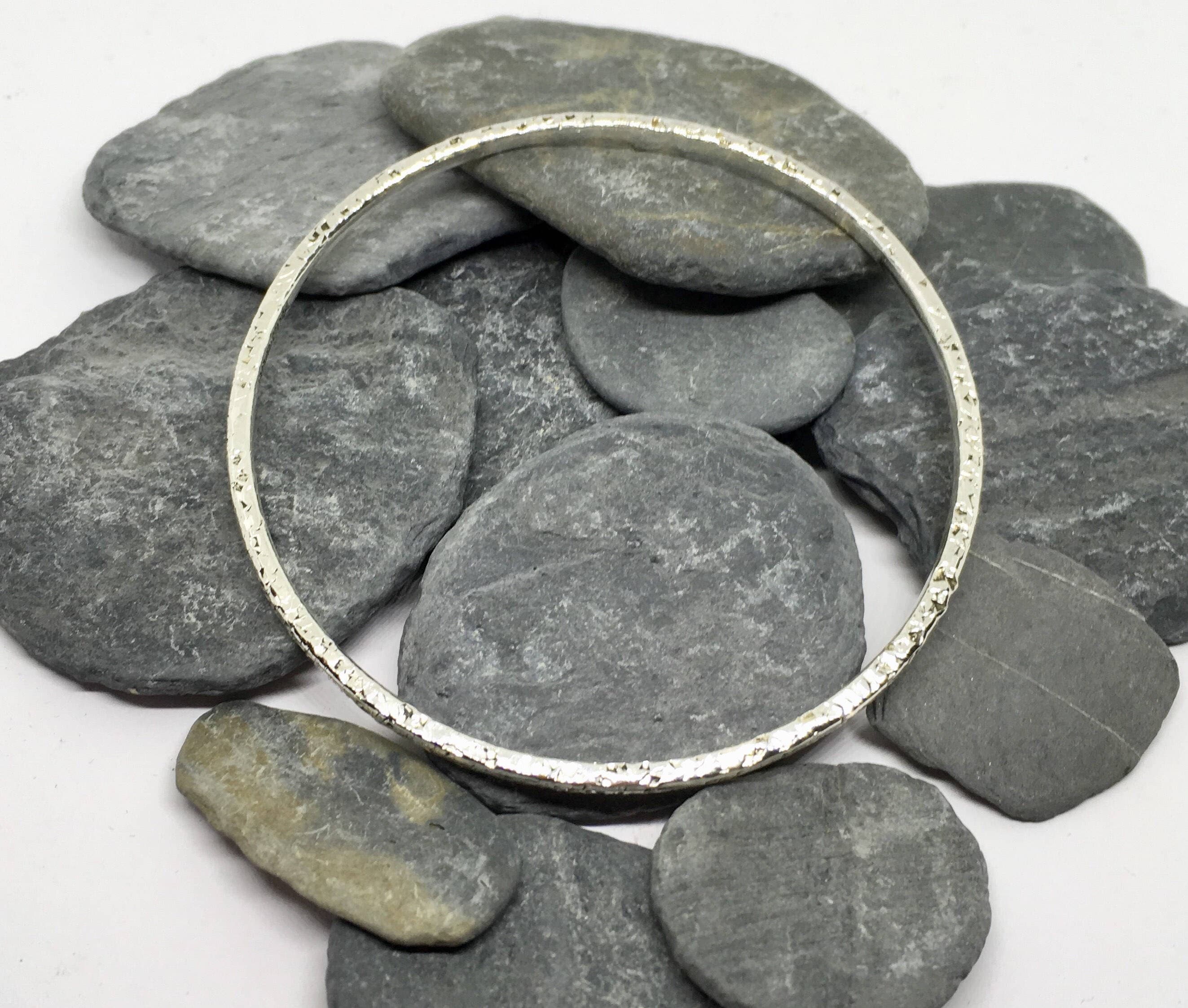 Sterling Silver Hammered Bangle Solid Silver Bangle Bangle - Etsy