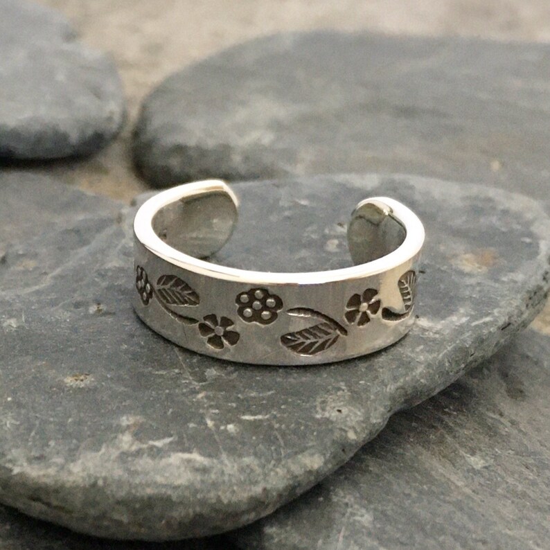 Toe Rings Sterling Silver Adjustable Toe Ring Flower Toe - Etsy
