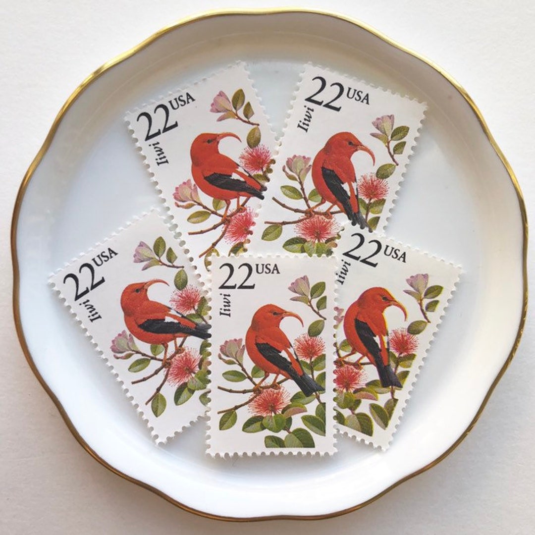 Red Bird Unused Postage Stamp for Wedding Invitations and Mail ...