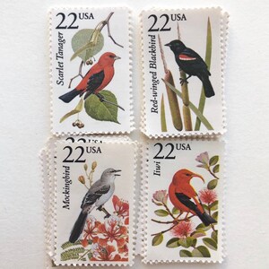 Red Bird Unused Postage Stamp for Wedding Invitations and Mail ...