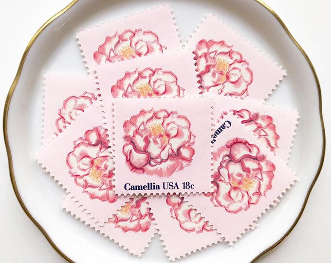 Pink Camellia Unused Postage Stamps for Wedding Invitations - Etsy