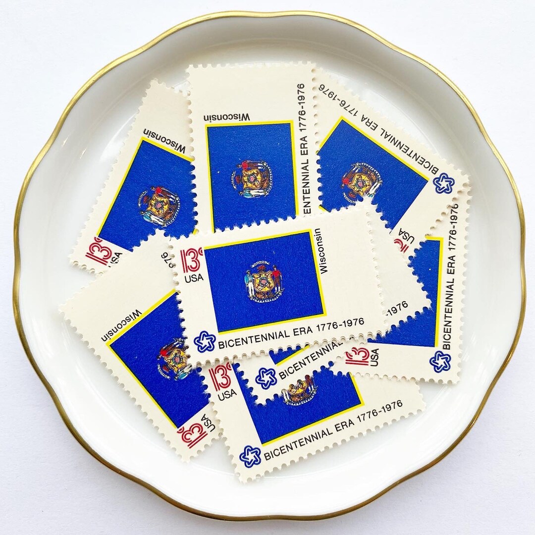 Wisconsin Unused Postage Stamps for Mailing Letters USPS // State Flags ...