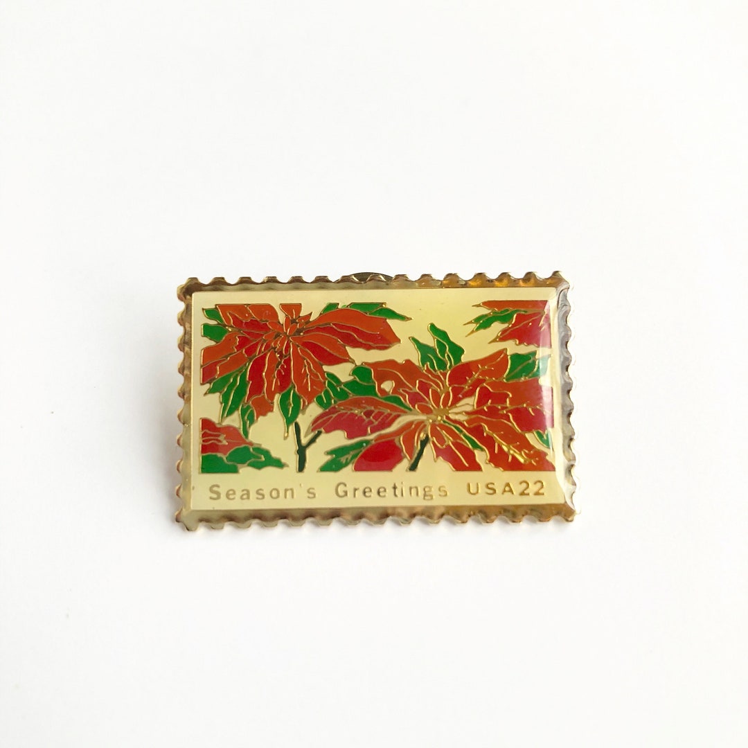 Vintage Enamel Pin Featuring 1985 USPS Postage Stamp // Christmas ...