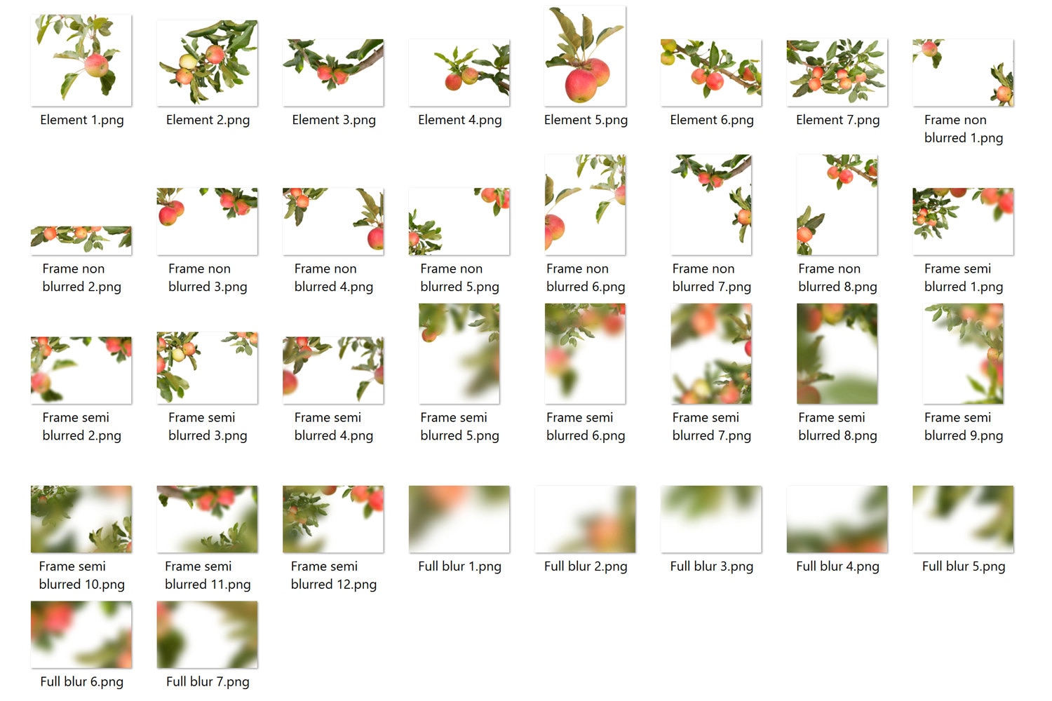 34 Red Apples Branch Photoshop Overlays, Apple Tree Fruits Branch and ...