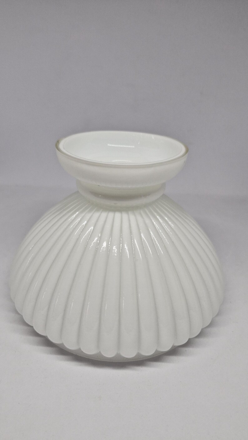 Ribbed Opal White Milk Glass Lamp Shade - Etsy