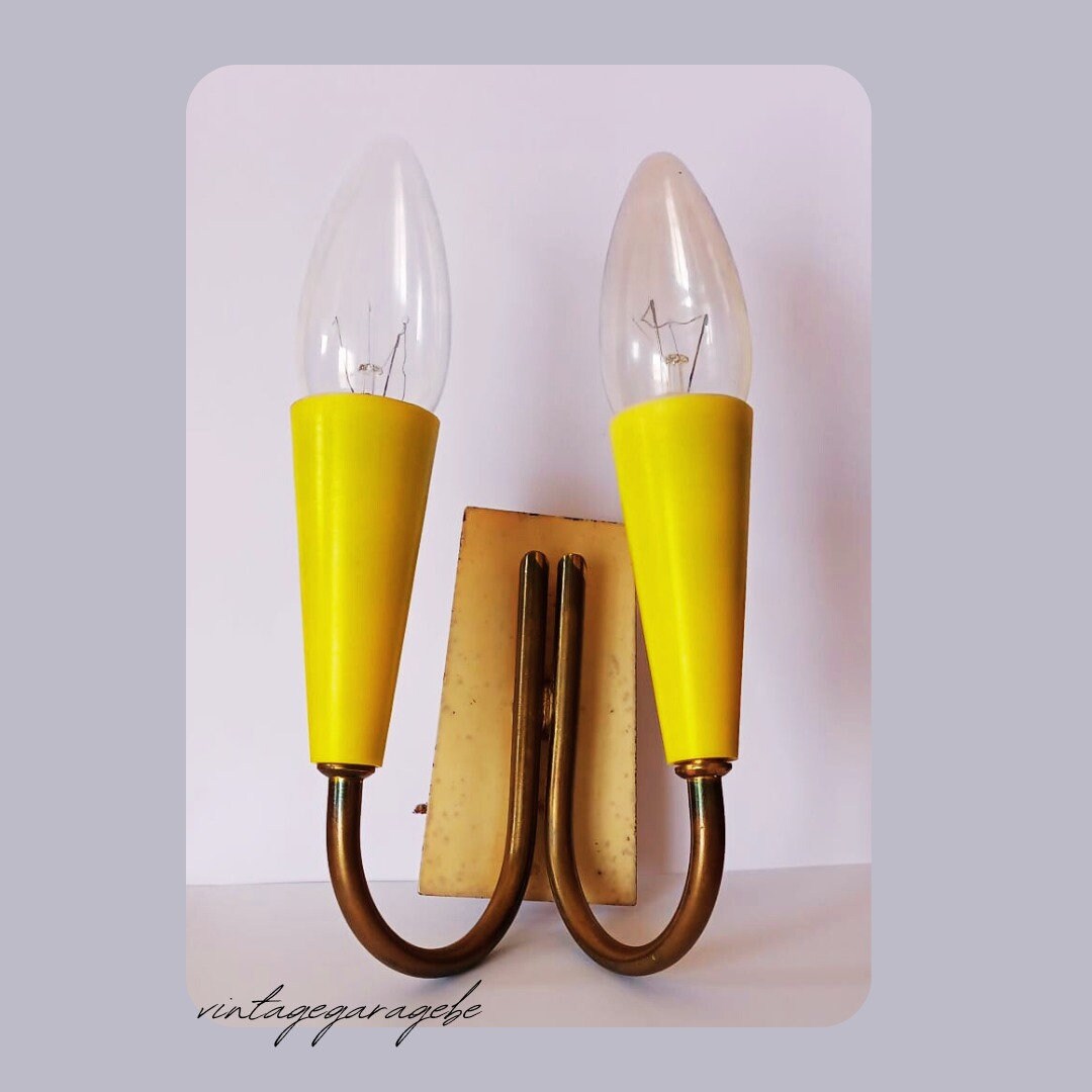 Vintage Yellow Wall Lamp 1950 1960 Retro Decor - Etsy