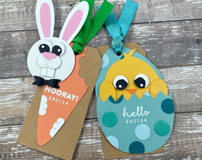 Easter Bunny Gift Tags - Hooray Easter Bunny and Carrot Tag and Hello ...