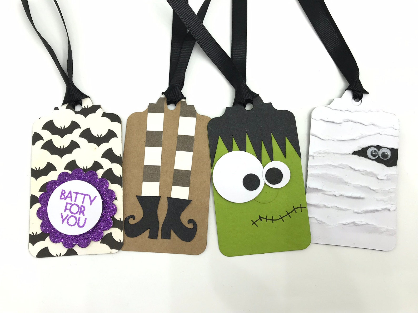 Halloween Tags Mummy Witch Frankenstein Batty for You - Etsy