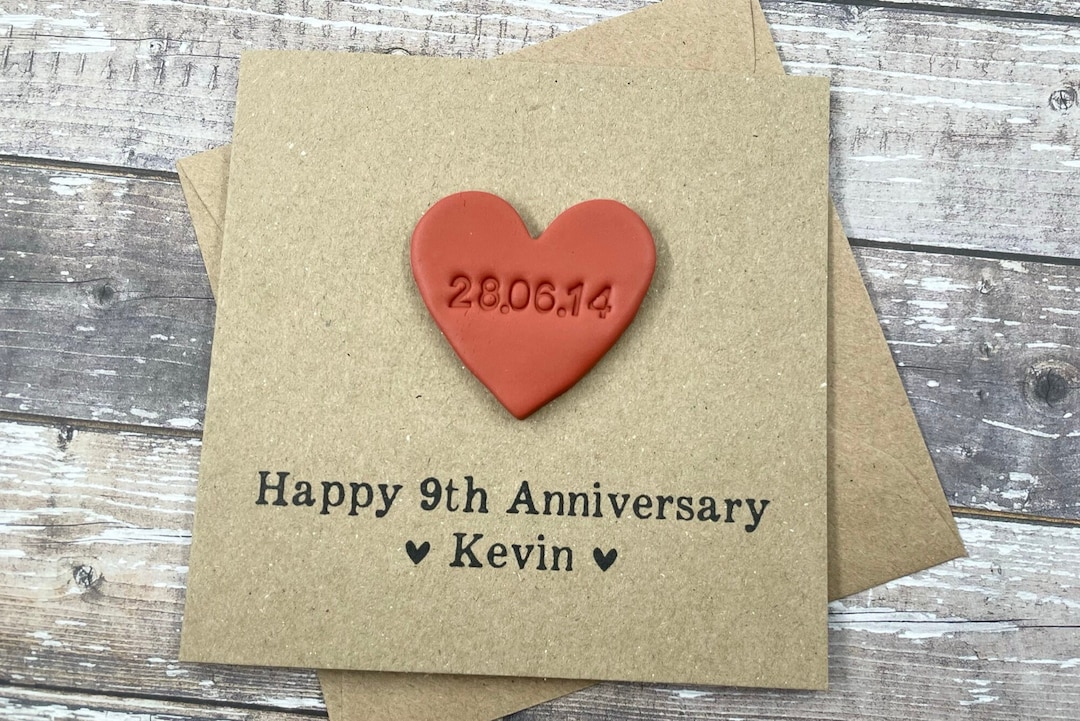 9th Personalised Pottery Anniversary Card - Personalized Polymer Clay ...