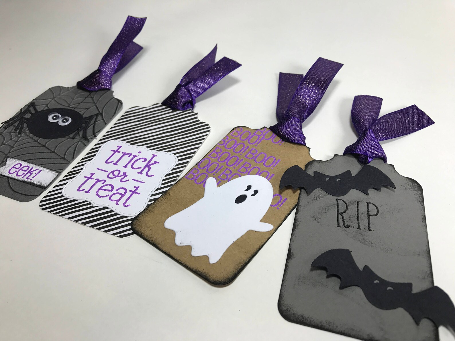 Handmade Halloween Gift Tags - Spider, Ghost, Bats - Set of 4 - Etsy