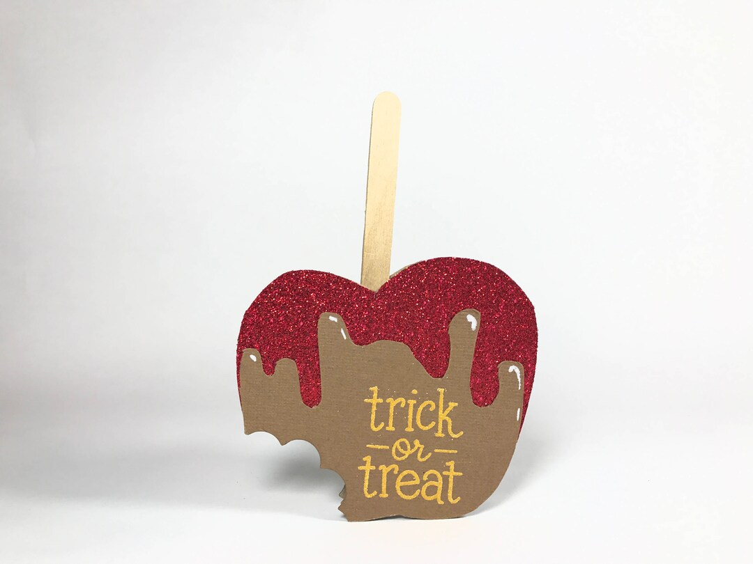 Halloween Candy Apple Card - Trick or Treat Card - Caramel Apple - Etsy