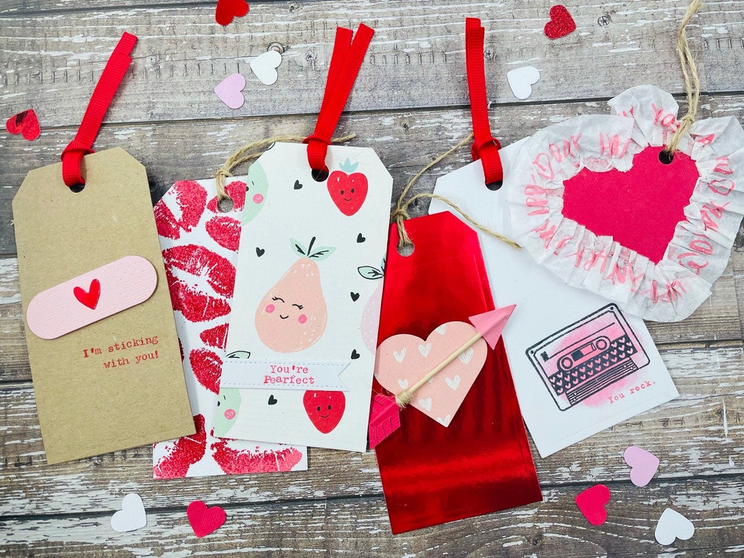 Valentine's Day Tags Treat Bag Gift Labels You Rock Red Lips You're ...