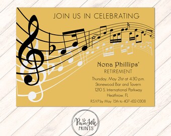 Music Notes Invitation Musical Party Sheet Music Invitation | Etsy